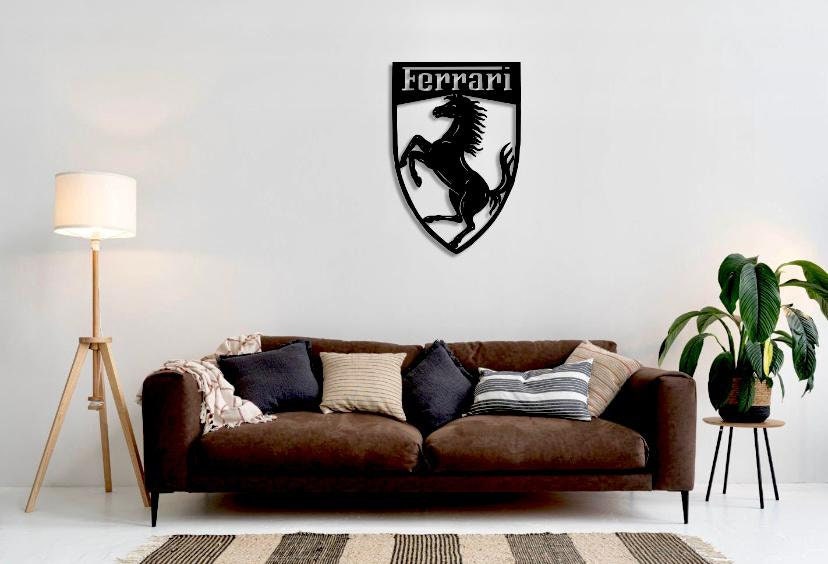 Ferrari Logo Metal Wall Sign, Metal Wall Art, Garage Wall Decor, Gift ...