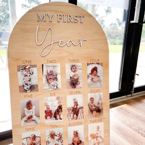 First Birthday Photo Board / One Year of Baby Memory Board / - Etsy ...