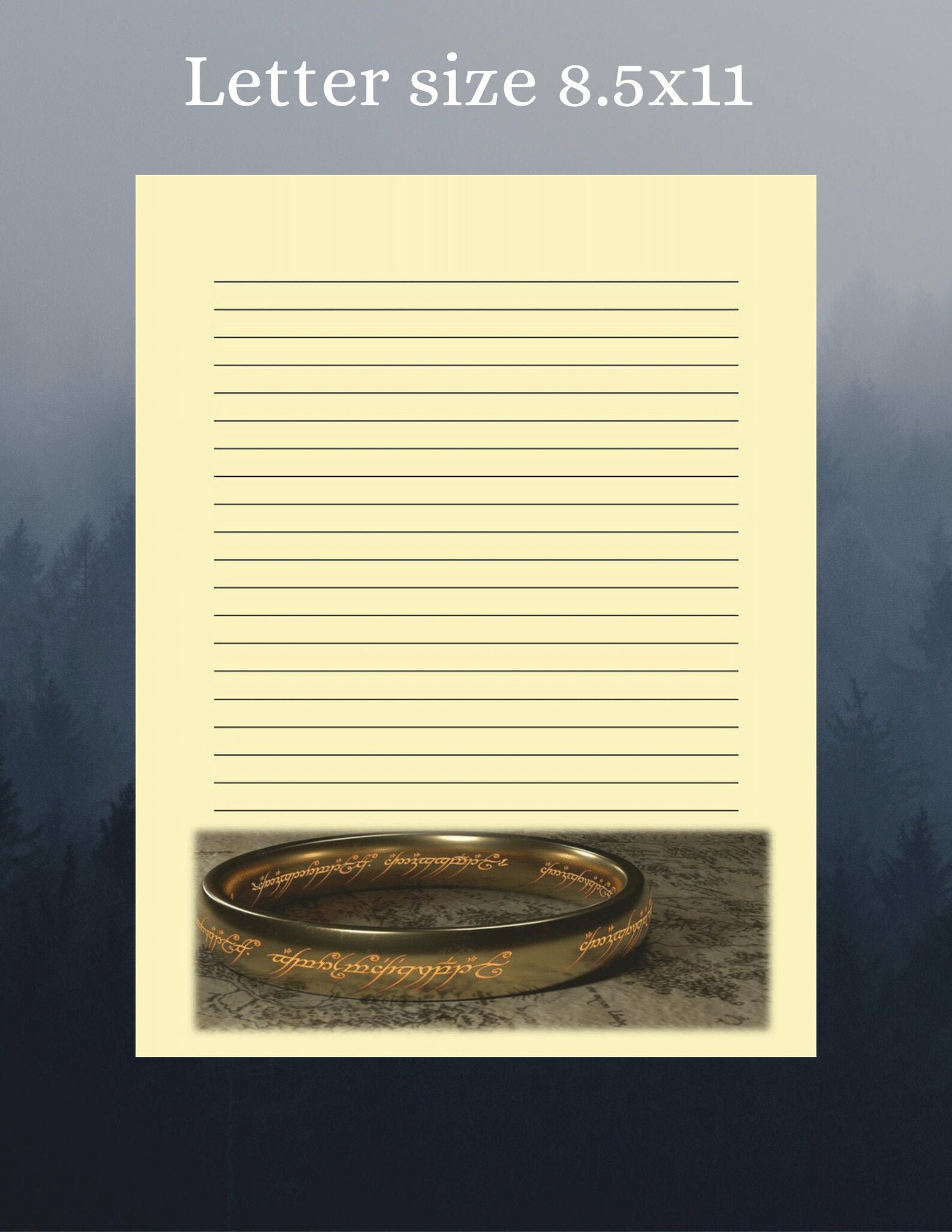 Printable Lord of the Rings Stationery, Size 8.5x11/digital Paper ...
