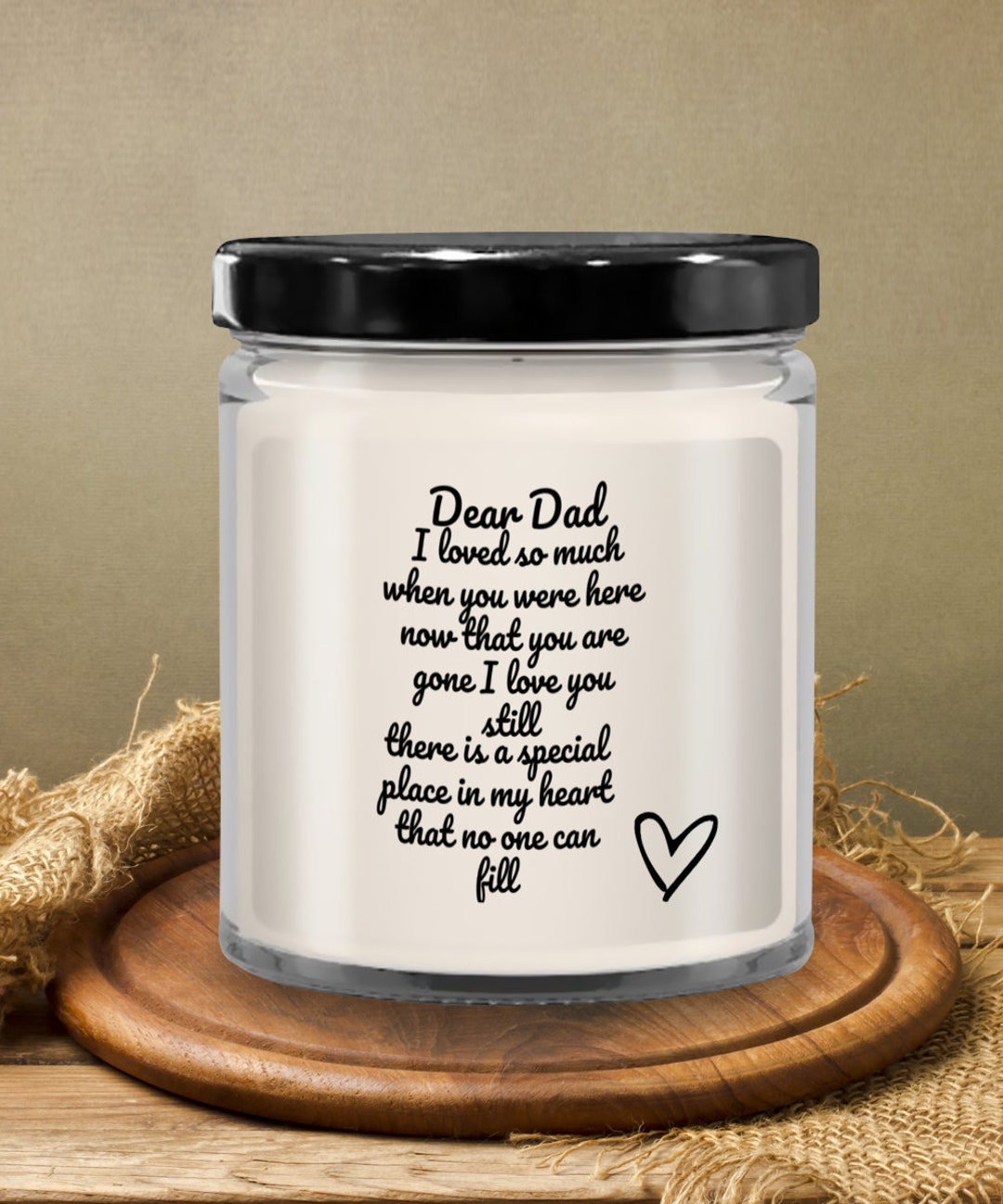 Memorial Candle for Dad, Remembrance Candle for Dad, Heartfelt Message ...