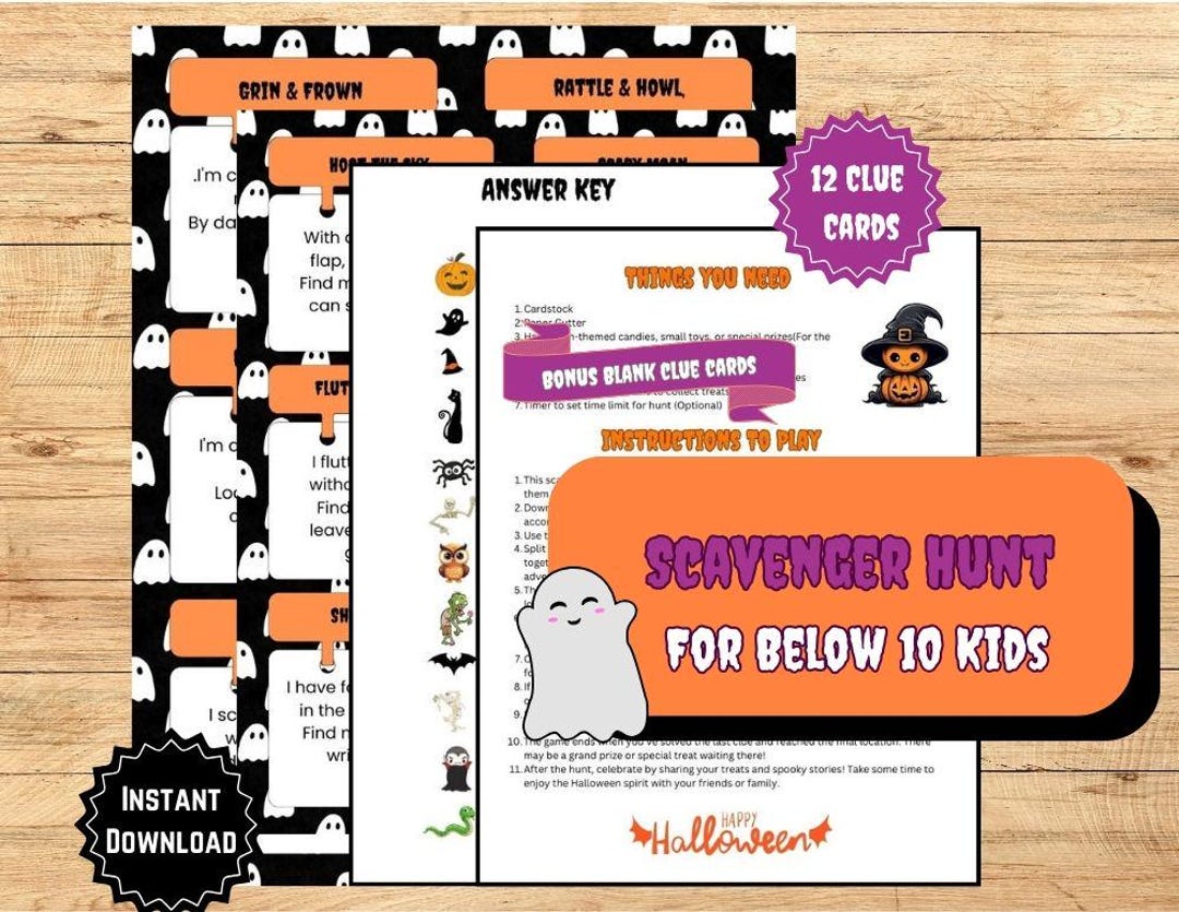 Halloween Scavenger Hunt for Kids Below 10 | Indoor/outdoor Treasure ...
