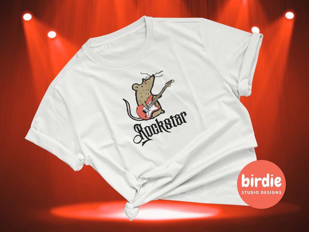 Rockstar Rat Graphic Tee Funny Weirdcore Shirt, Rat Lover Gift, Guitar ...