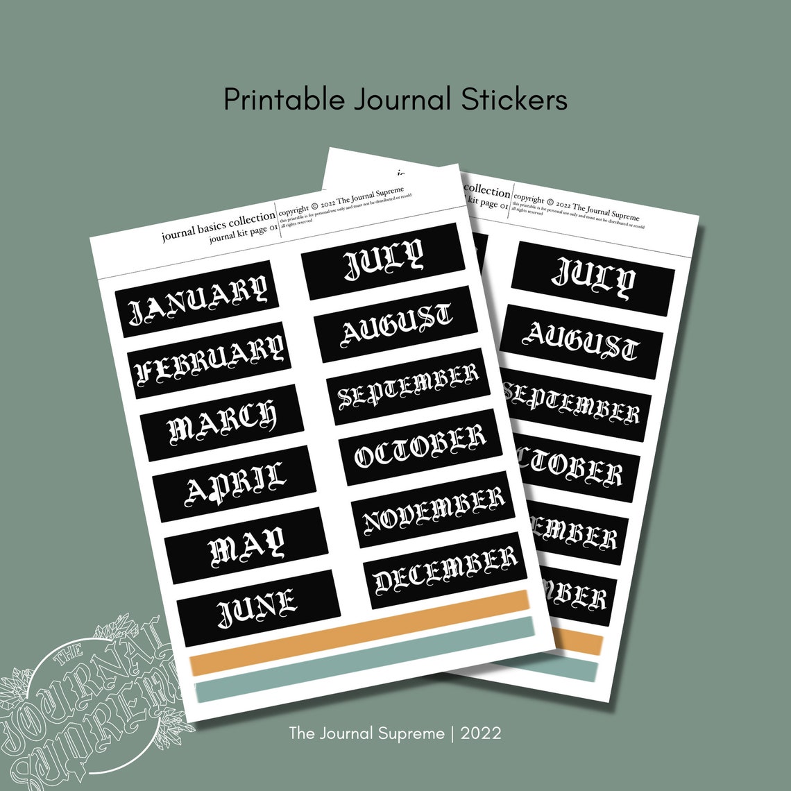 Printable Digital Stickers for Planner, Gothic Journal Basics - Etsy