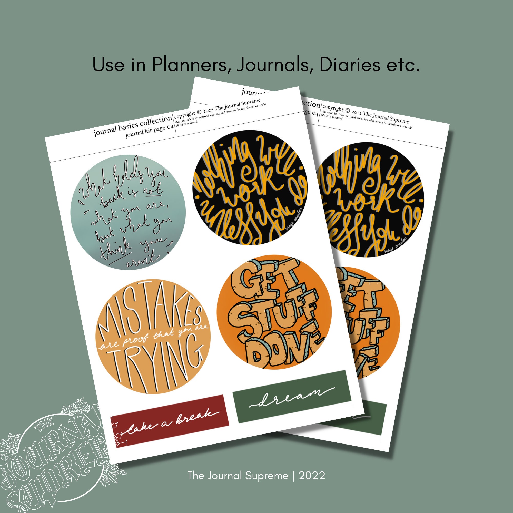 Printable Digital Stickers for Planner, Gothic Journal Basics - Etsy