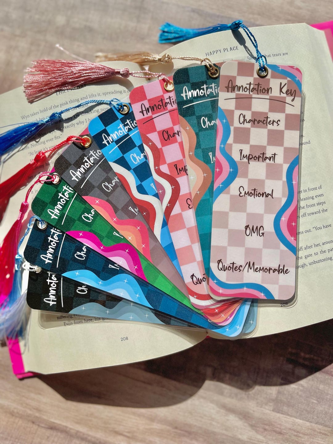 Retro Checkered Annotation Bookmarks, Book Annotating Kit and Reading ...