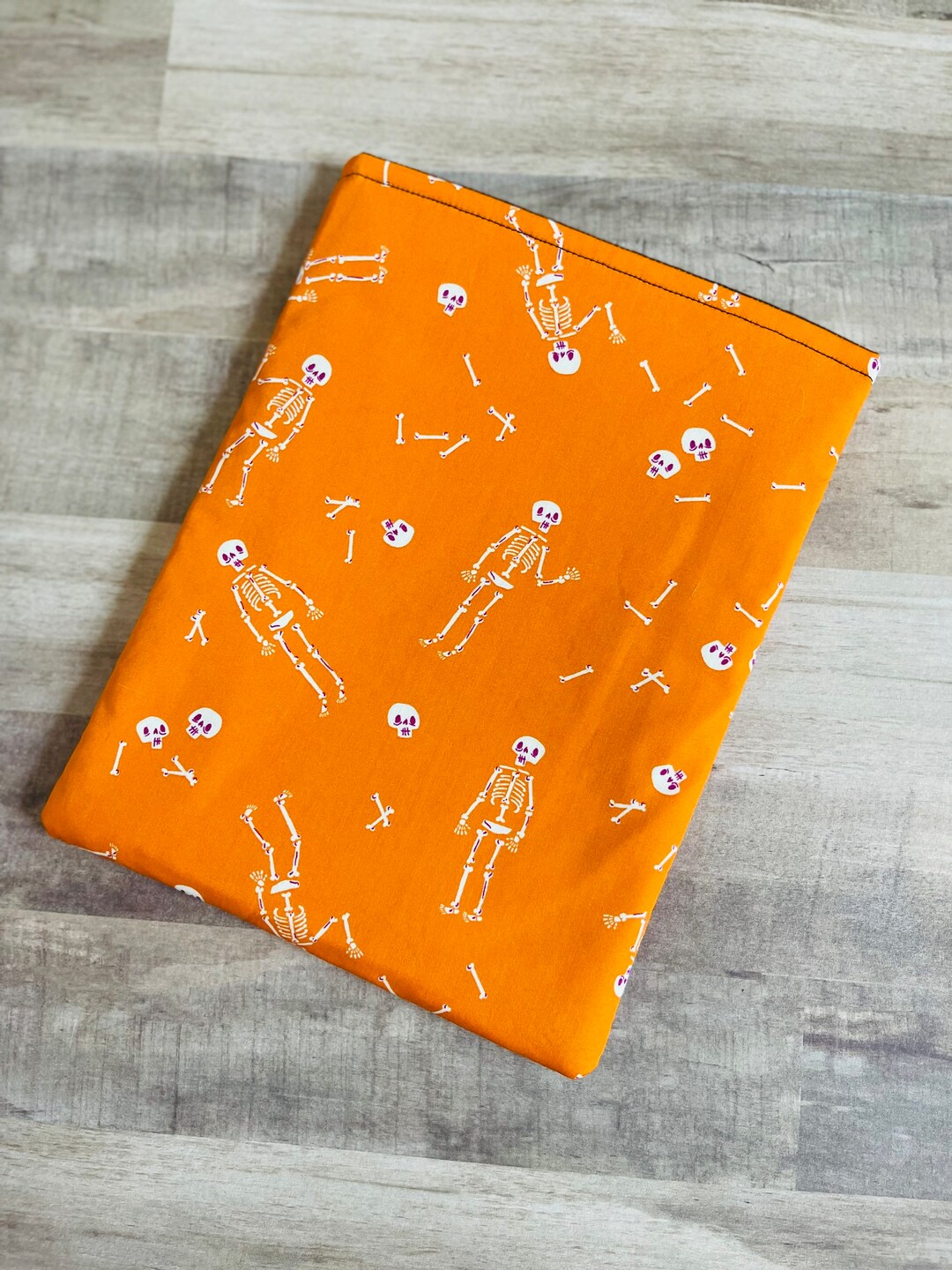 Halloween Skeleton Book Sleeve, Orange Book Cover, Book Protector ...