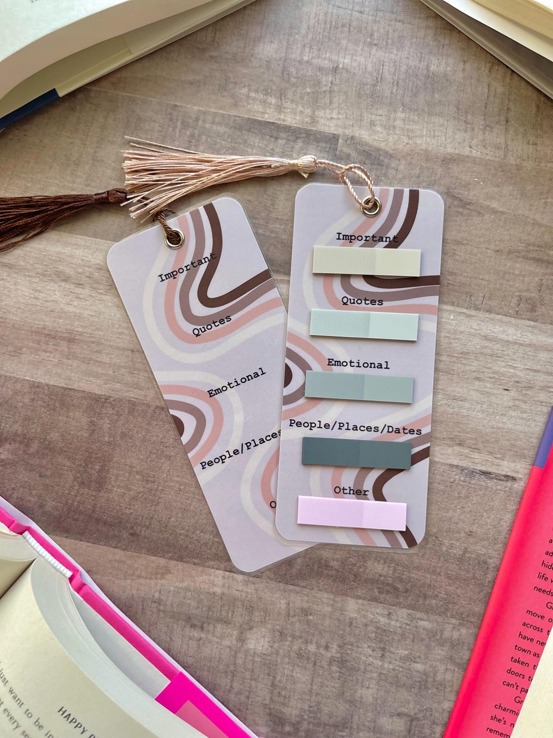 Retro Brown Beginner Annotation Bookmark With Tabs, Book Annotating Kit ...