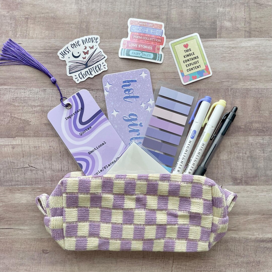 Purple Checkered Retro Annotation Kit | Gifts for Readers | Book Lover ...