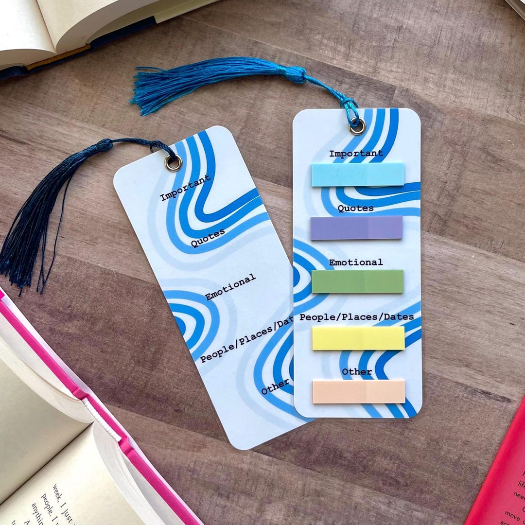 Retro Blue Beginner Annotation Bookmark With Tabs, Book Annotating Kit ...