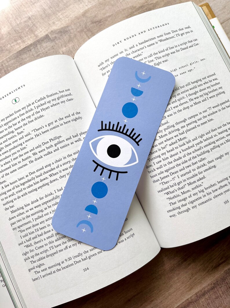 Evil Eye Moon Phases Bookmark, Spiritual Protection Bookmark, Book ...