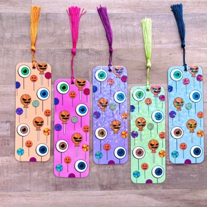 Holographic Halloween Candy Lollipop Bookmark, Laminated With Tassel ...
