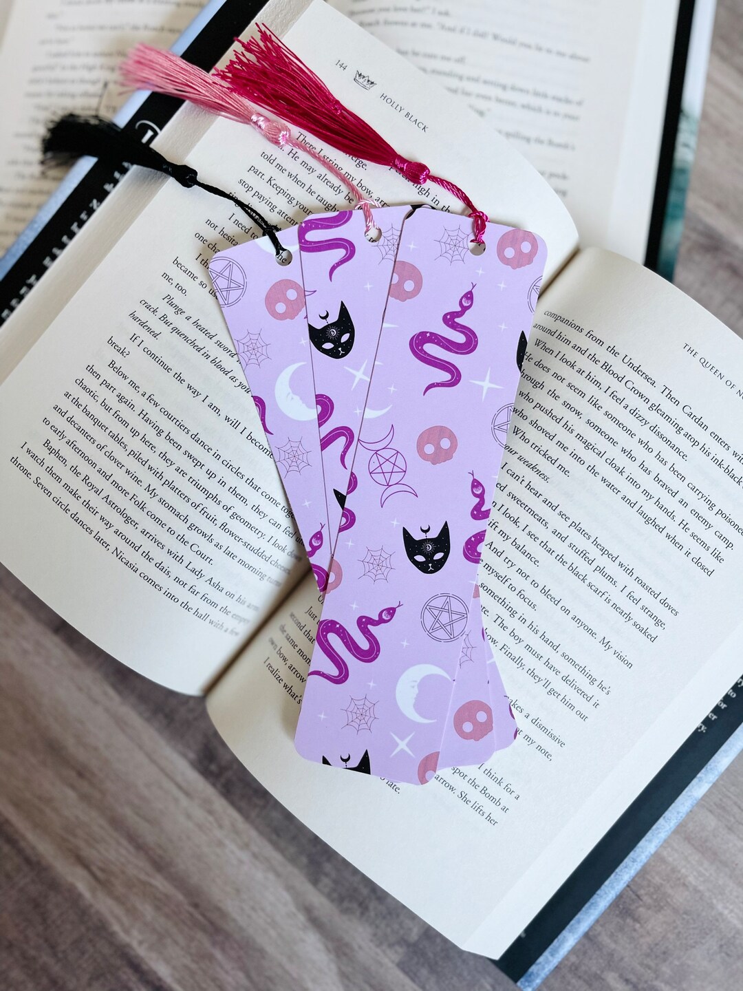 Spooky Halloween Cats, Snakes, Pentacles Bookmark With Tassel and ...