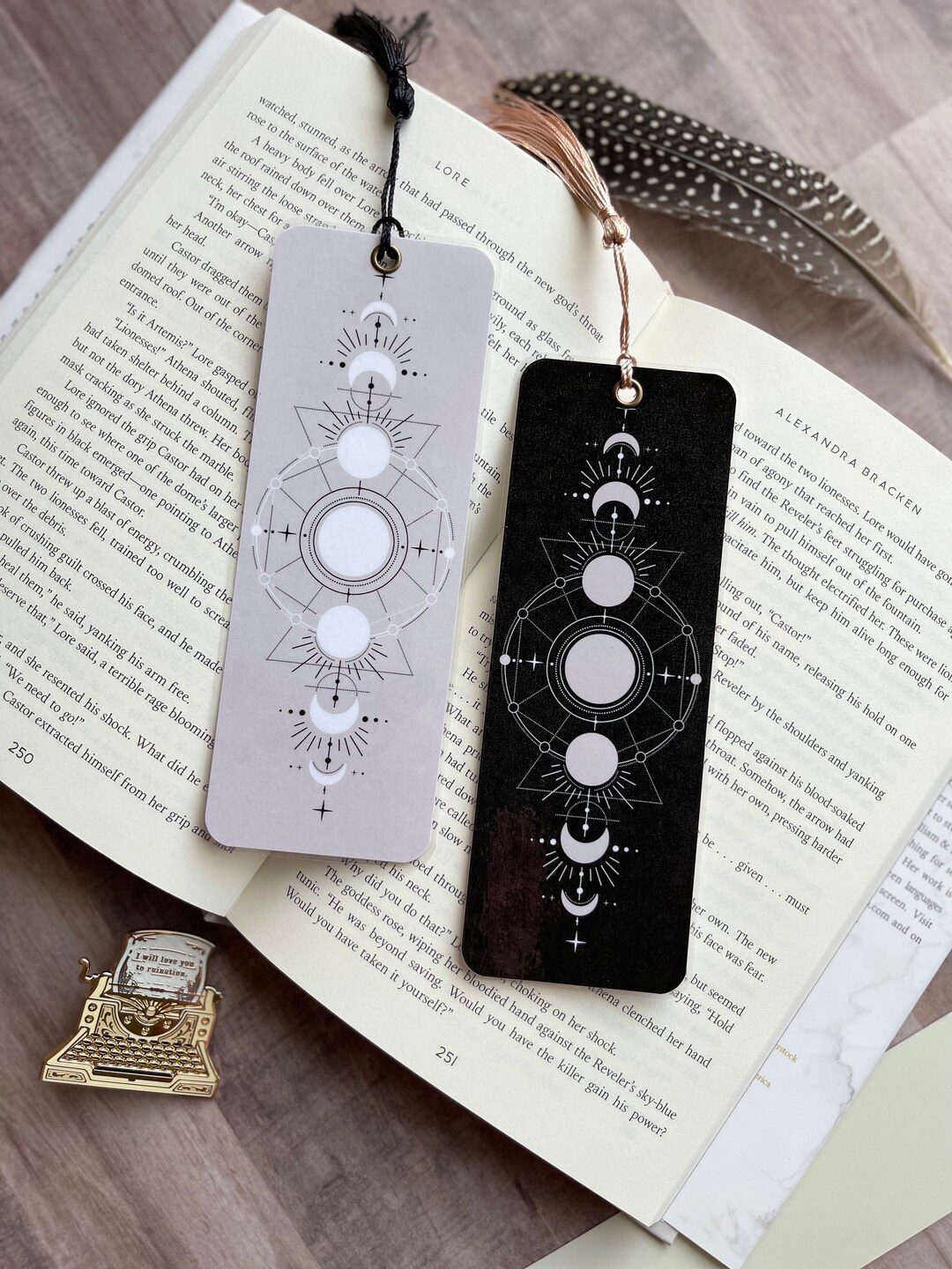 Celestial Moon Phases Laminated Bookmark With Tassel and Holographic ...