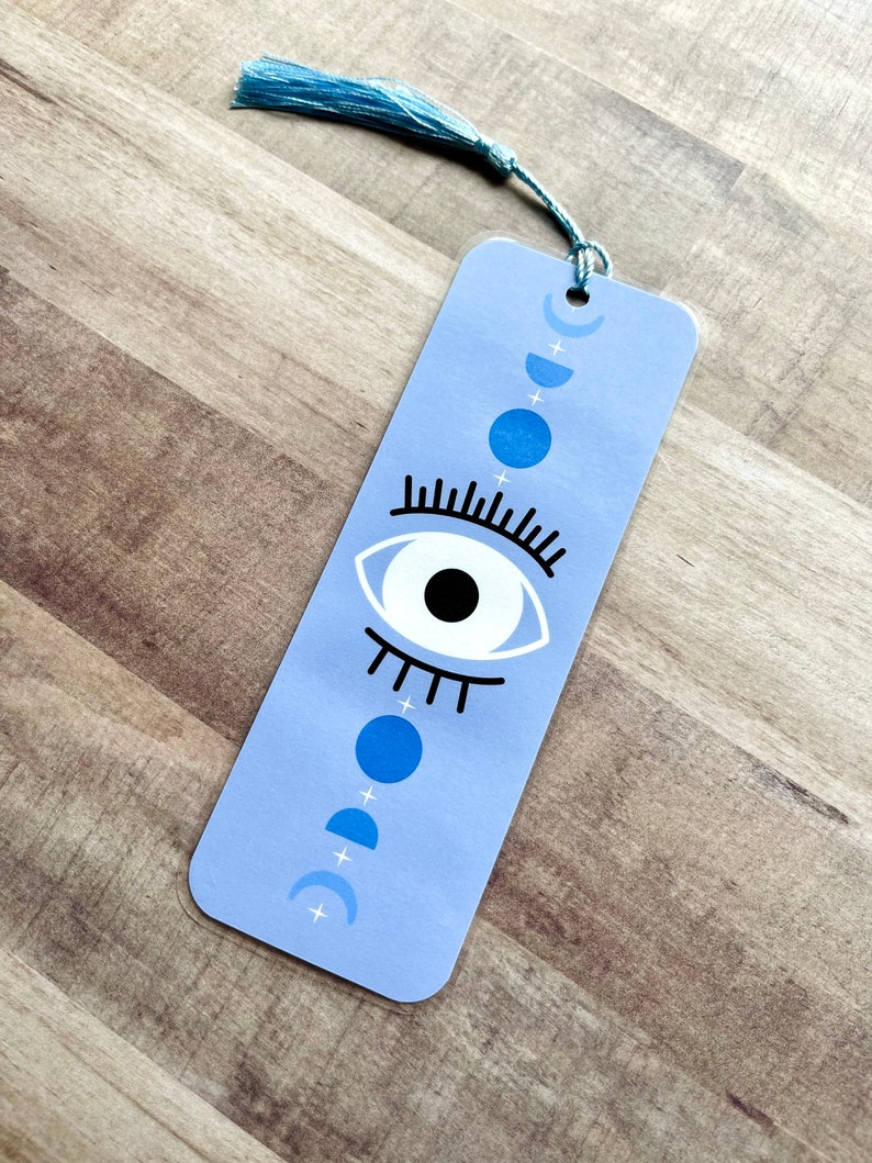 Evil Eye Moon Phases Bookmark, Spiritual Protection Bookmark, Book ...