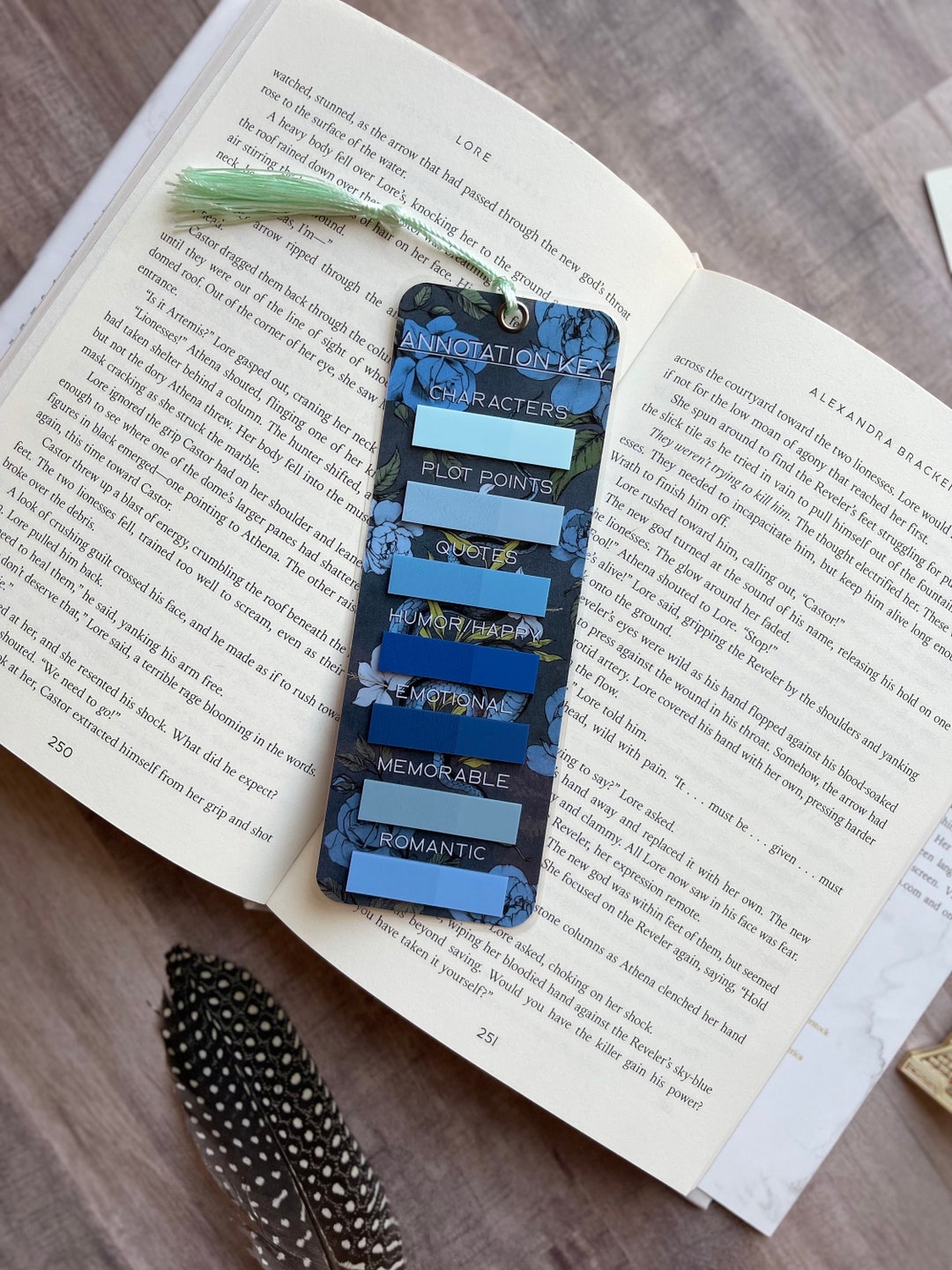Reusable Annotation Bookmark With Tabs Kit, Blue Floral Serpent ...