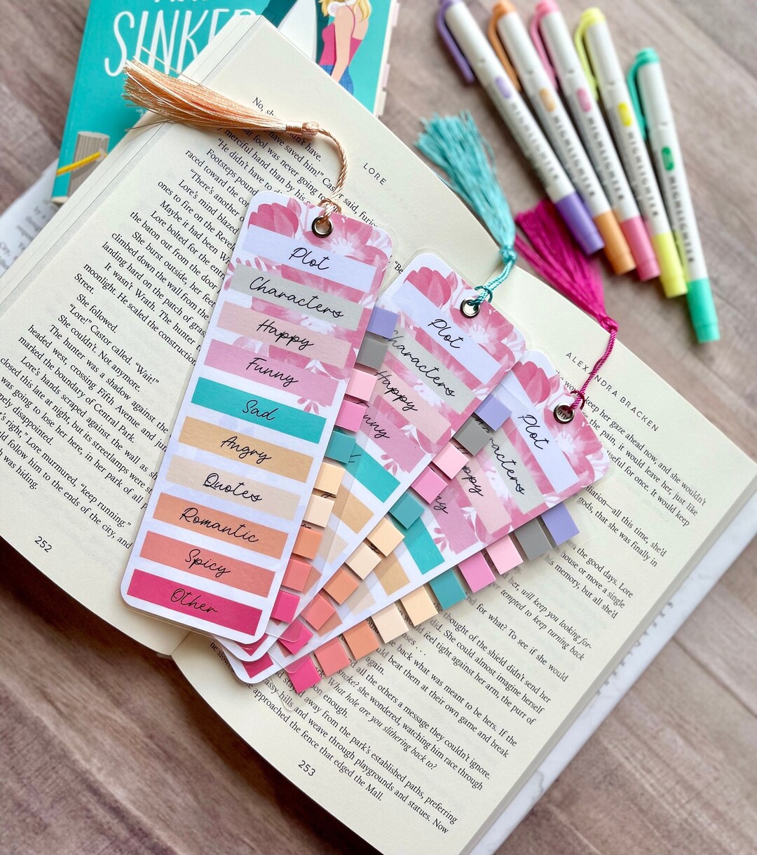 Floral Annotation Bookmark With Tabs Kit, Book Annotating Supplies ...