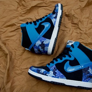Nike Dunk Sky Hi Essential Black Blue Lacquer (customized Camo ...
