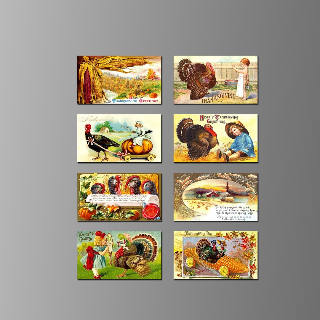 Vintage Thanksgiving Refrigerator Magnets. Autumn, Harvest. Eight ...