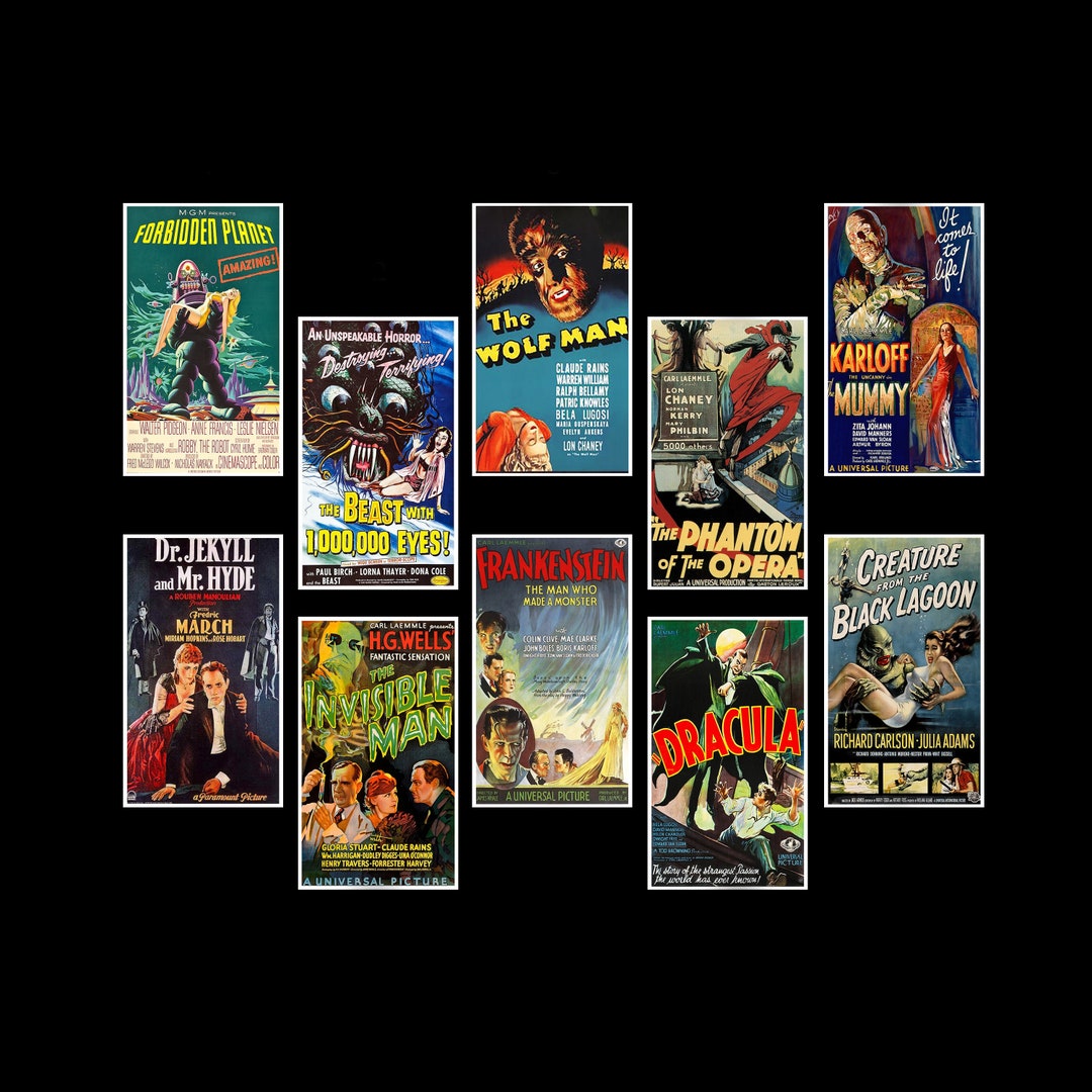 Classic Vintage Horror Movie Posters. Vinyl Stickers, Decals. Glossy ...