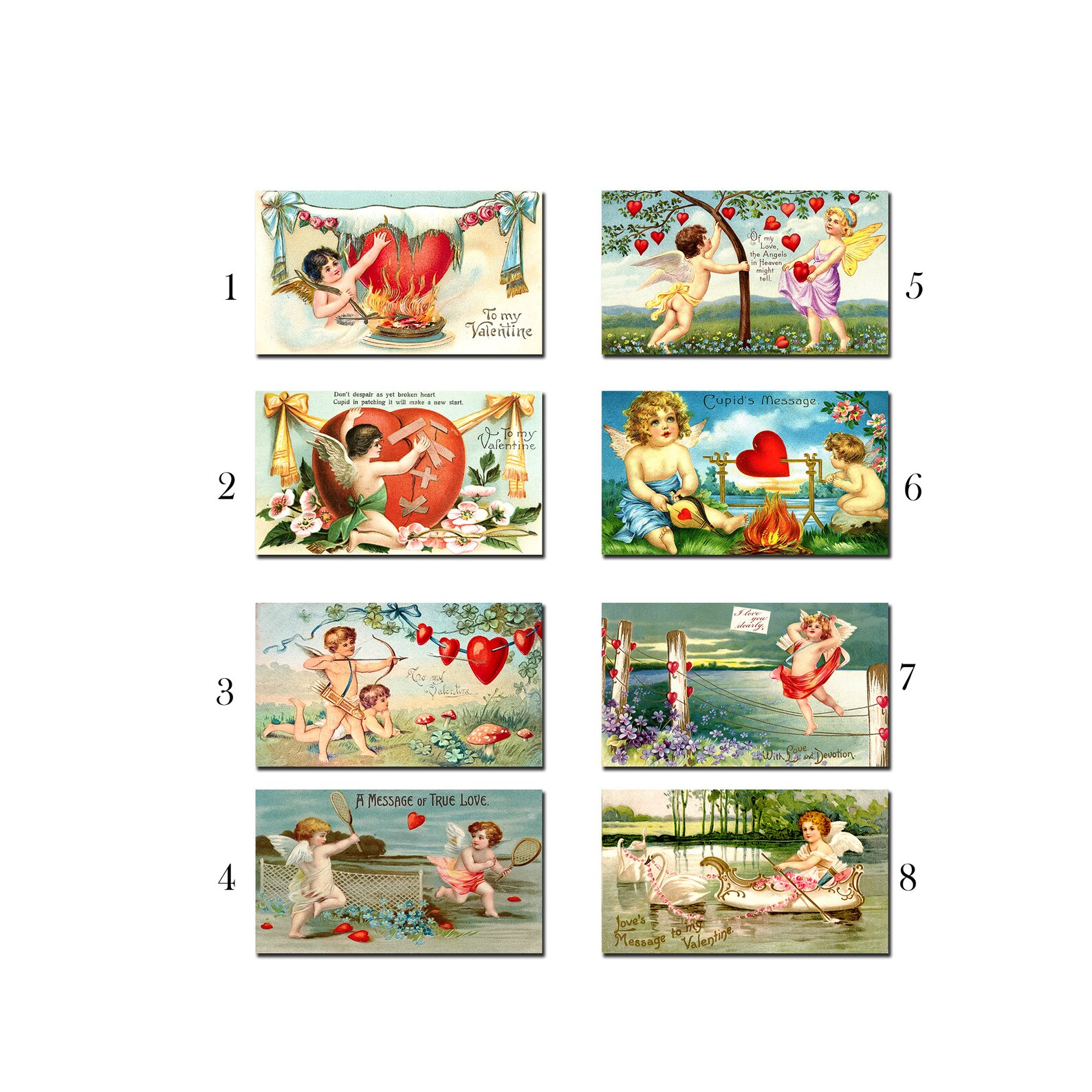 Vintage St Valentine's Day Refrigerator Magnets. Eight Different ...