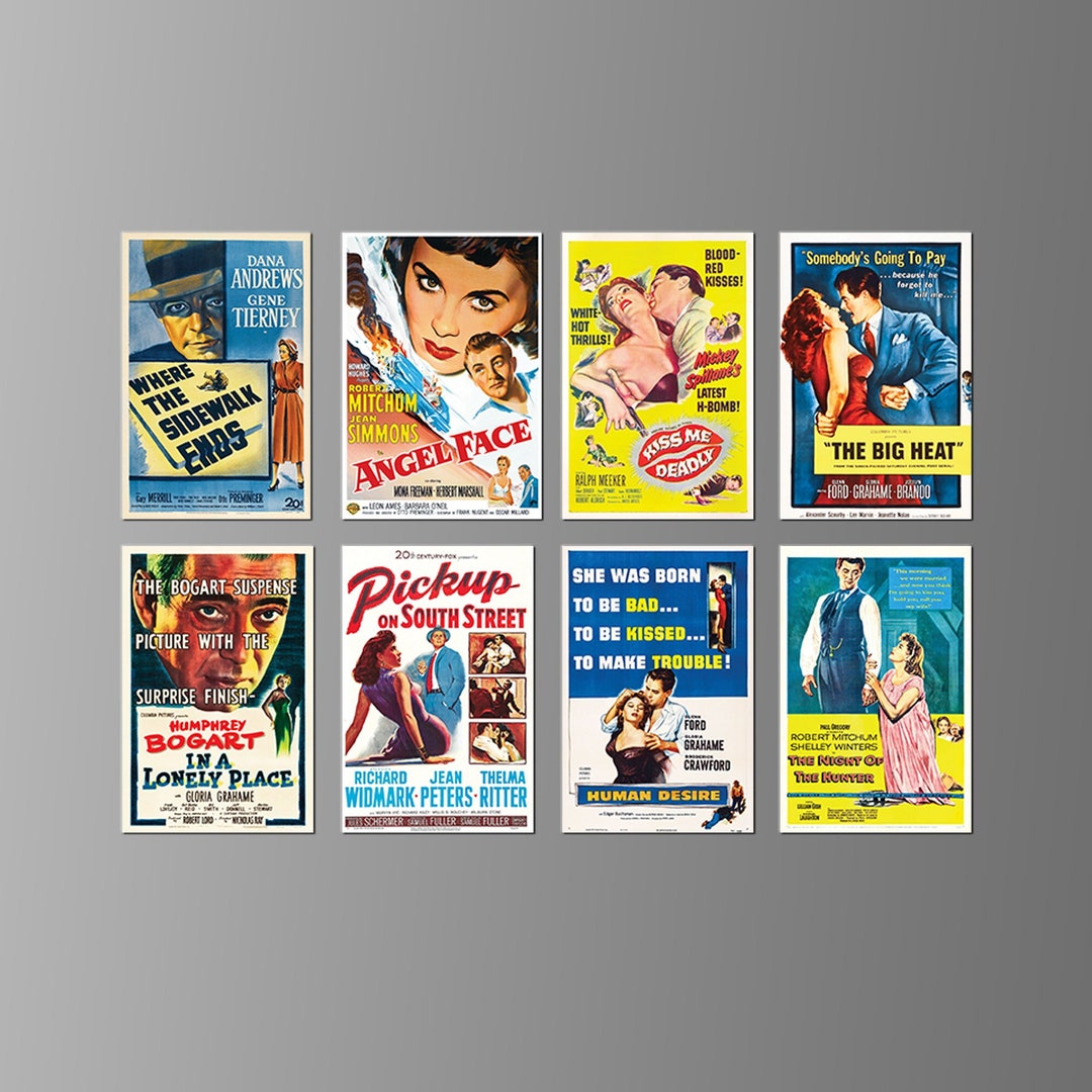 Classic 1950s Film Noir Movie Posters on Magnets. Eight Different ...