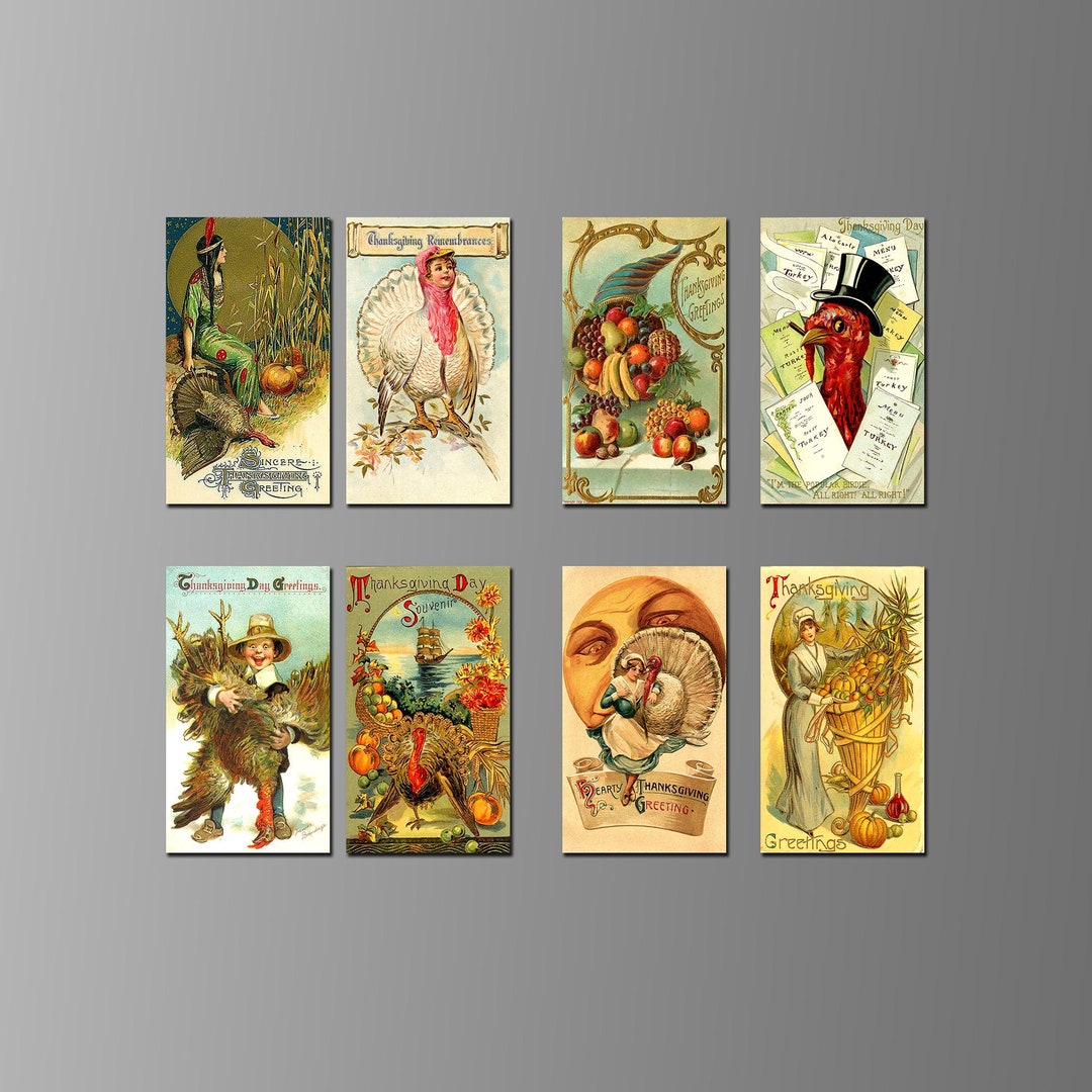 Vintage Thanksgiving Refrigerator Magnets. Autumn, Harvest. Eight ...