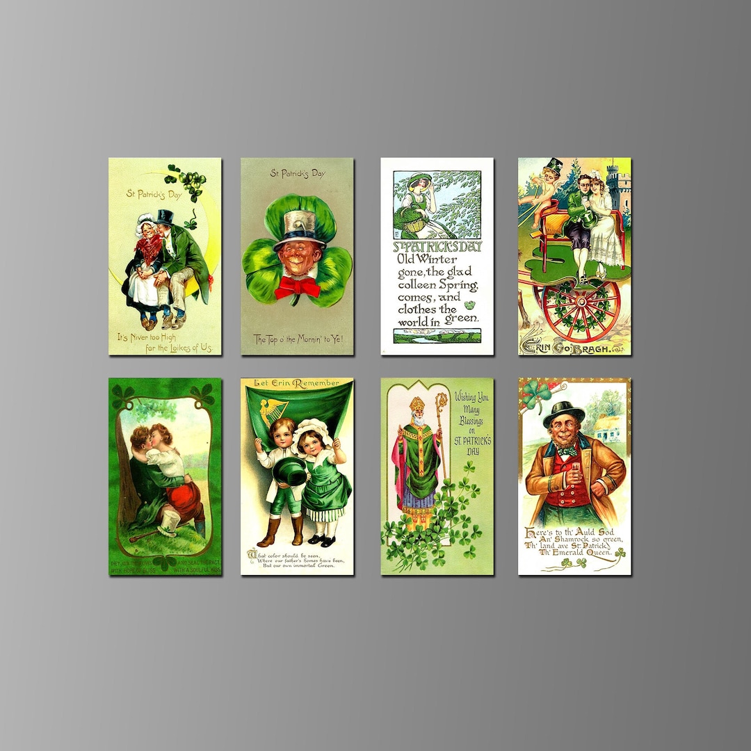 Vintage St Patrick's Day Ireland Refrigerator Magnets. Eight Different ...