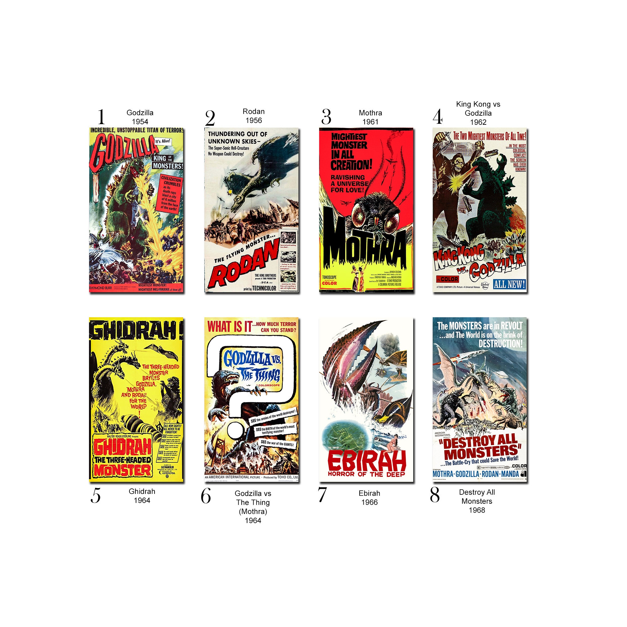 Classic Japanese Monster Movie Posters on Magnets. English | Etsy