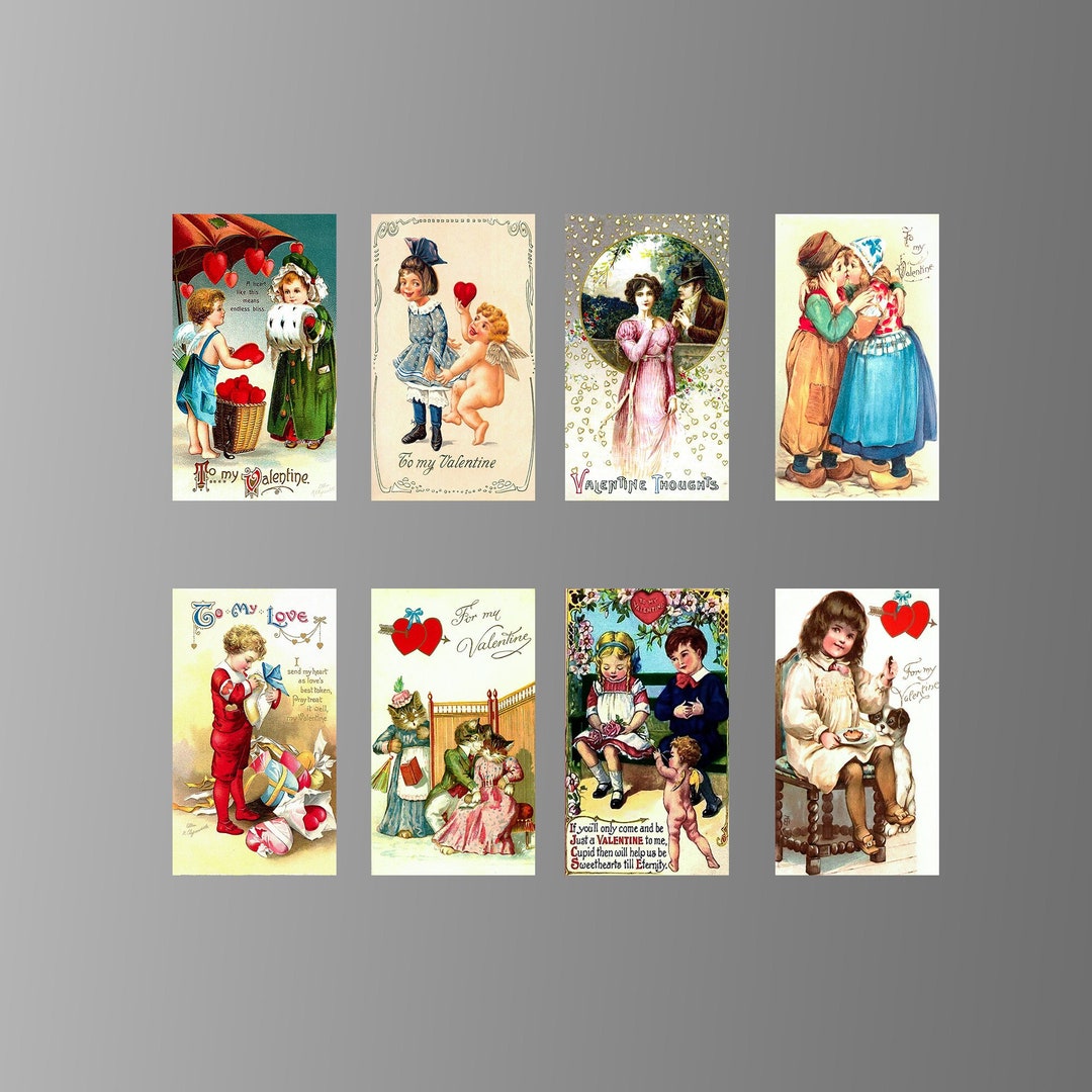 Vintage St Valentine's Day Refrigerator Magnets. Eight Different ...