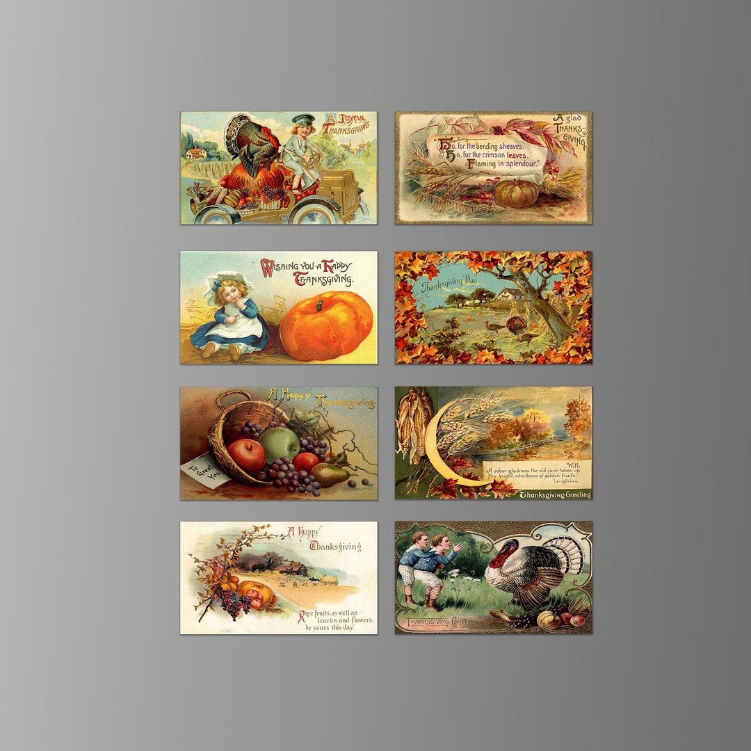 Vintage Thanksgiving Refrigerator Magnets. Autumn, Harvest. Eight ...