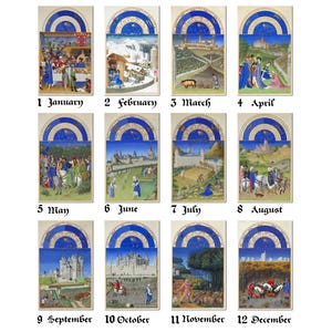 Medieval Calendar on Magnets. Illuminated Manuscript, Très Riches ...