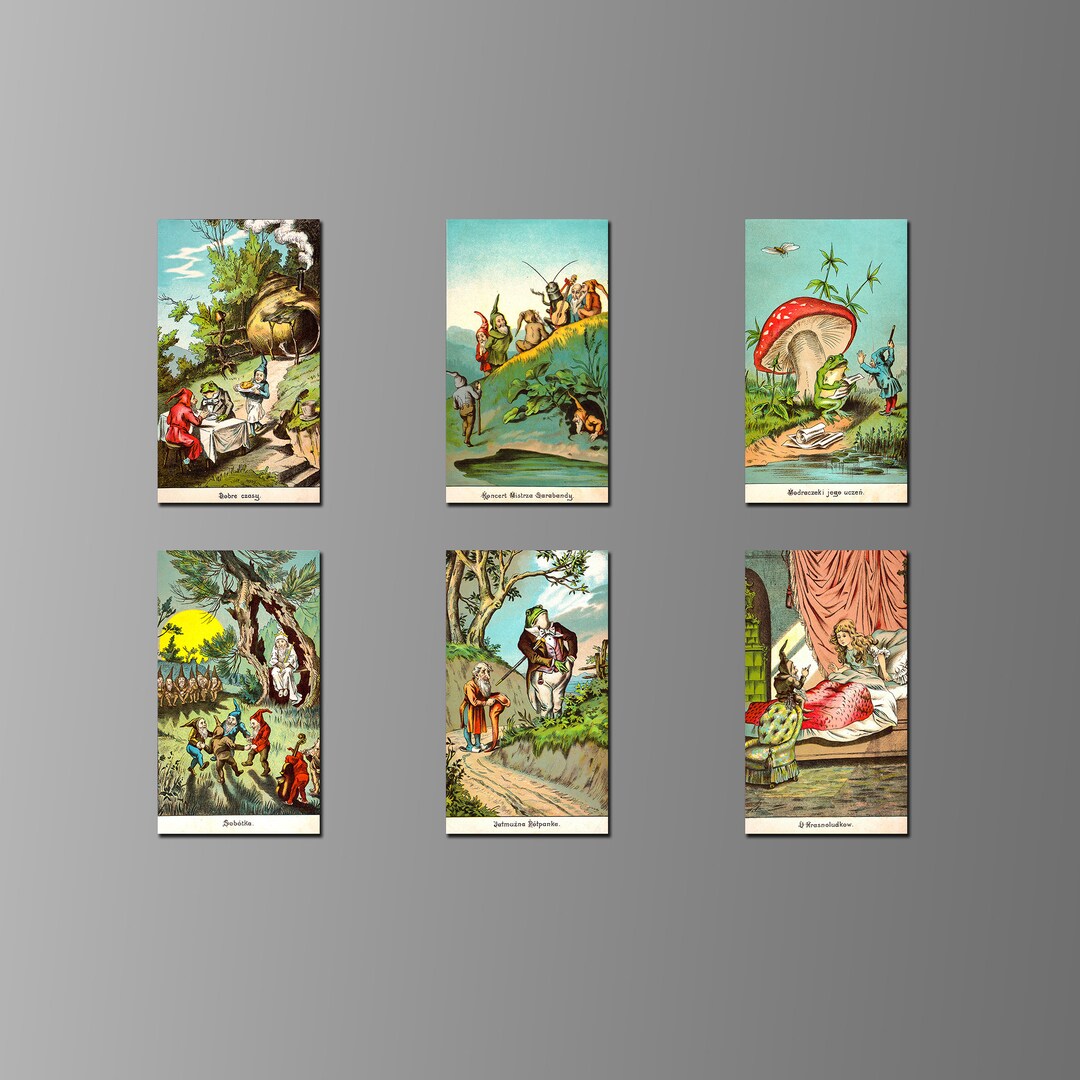 Polish Fairy Tale Illustrations on Refrigerator Magnets. Dwarves. O ...