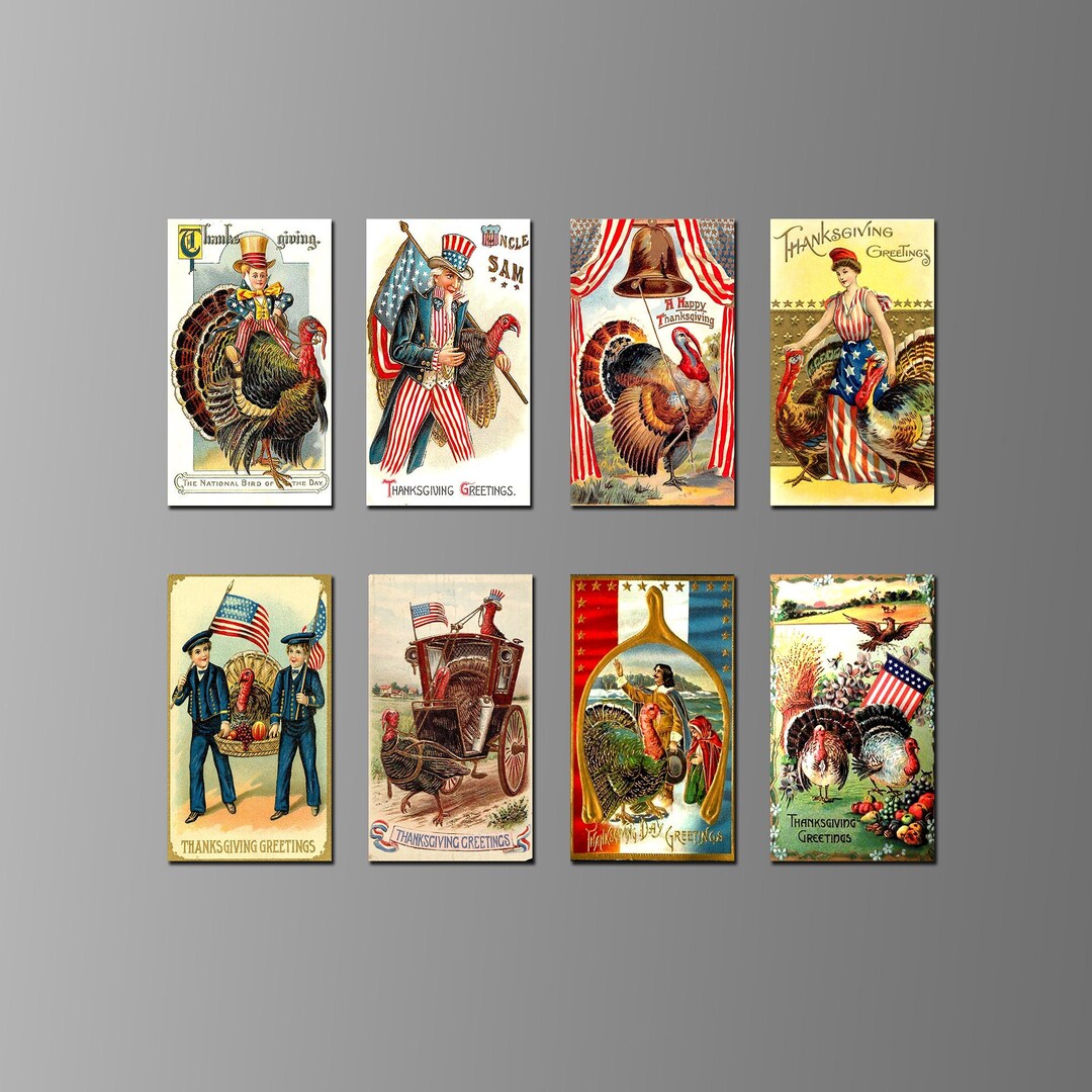 Vintage Patriotic Thanksgiving Refrigerator Magnets. Autumn, Harvest ...