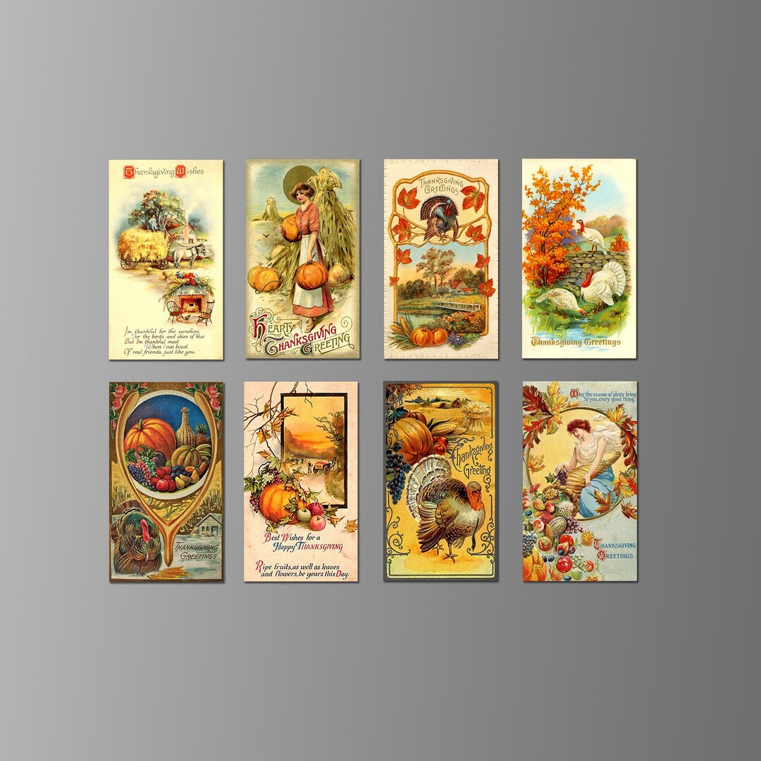 Vintage Thanksgiving Refrigerator Magnets. Autumn, Harvest. Eight ...