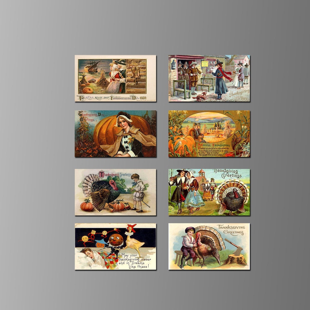 Vintage Thanksgiving Refrigerator Magnets. Autumn, Harvest. Eight ...