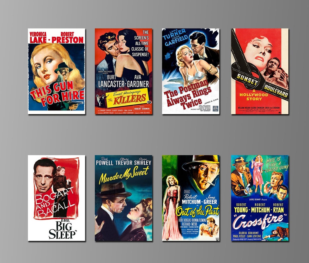 Classic 1940s Film Noir Movie Posters on Magnets. Eight Different ...