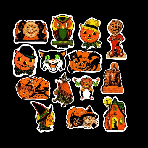 Vintage Halloween Stickers Set of 18 Handmade Stickers - Etsy