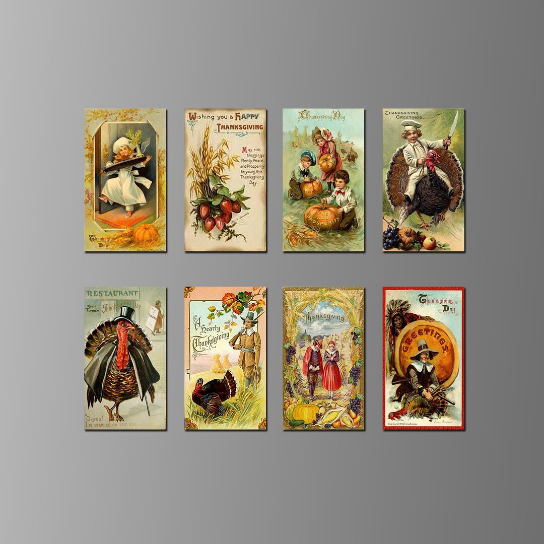 Vintage Thanksgiving Refrigerator Magnets. Autumn, Harvest. Eight ...
