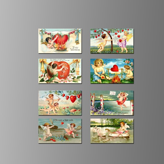 Vintage St Valentine's Day Refrigerator Magnets. Eight | Etsy