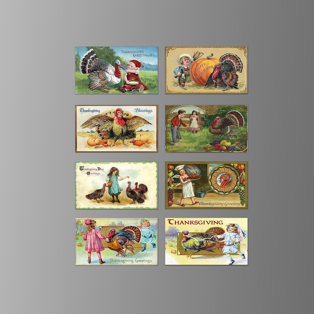 Vintage Thanksgiving Refrigerator Magnets. Autumn, Harvest. Eight ...