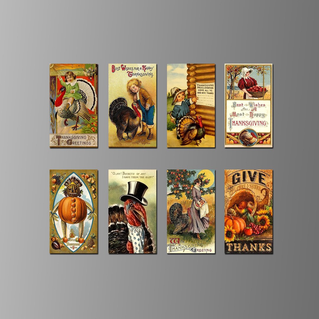Vintage Thanksgiving Refrigerator Magnets. Autumn, Harvest. Eight ...