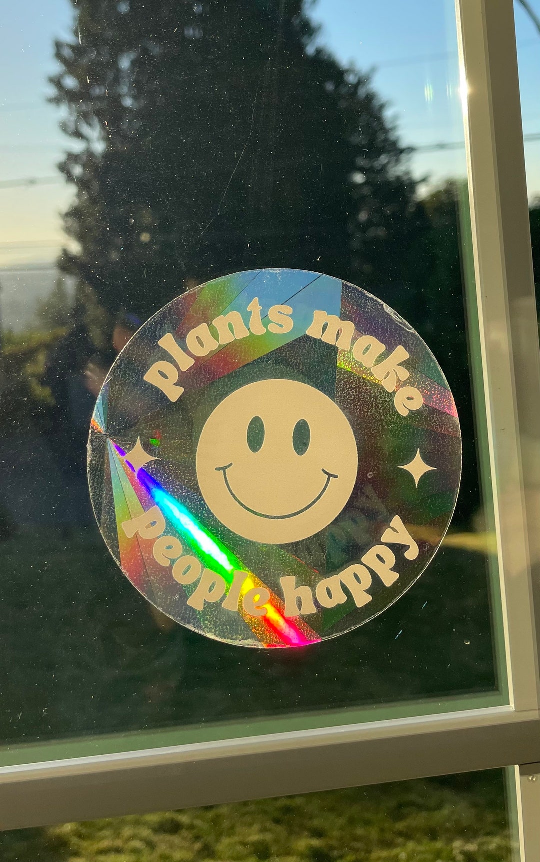 Plant Sun Catcher | House Plant Window Decal | Light Refracting Plant ...