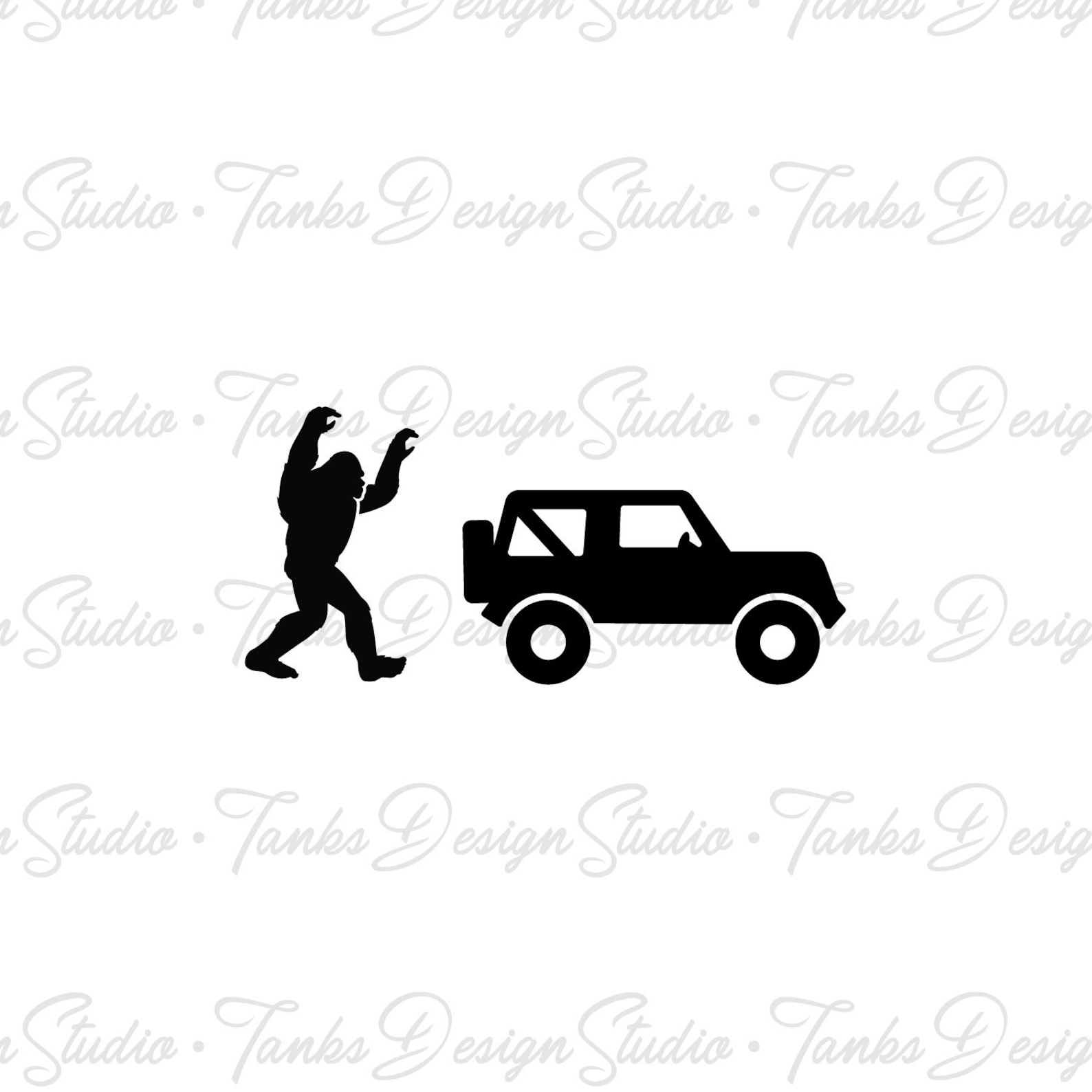 Bigfoot Chasing Jeep Decal | Etsy
