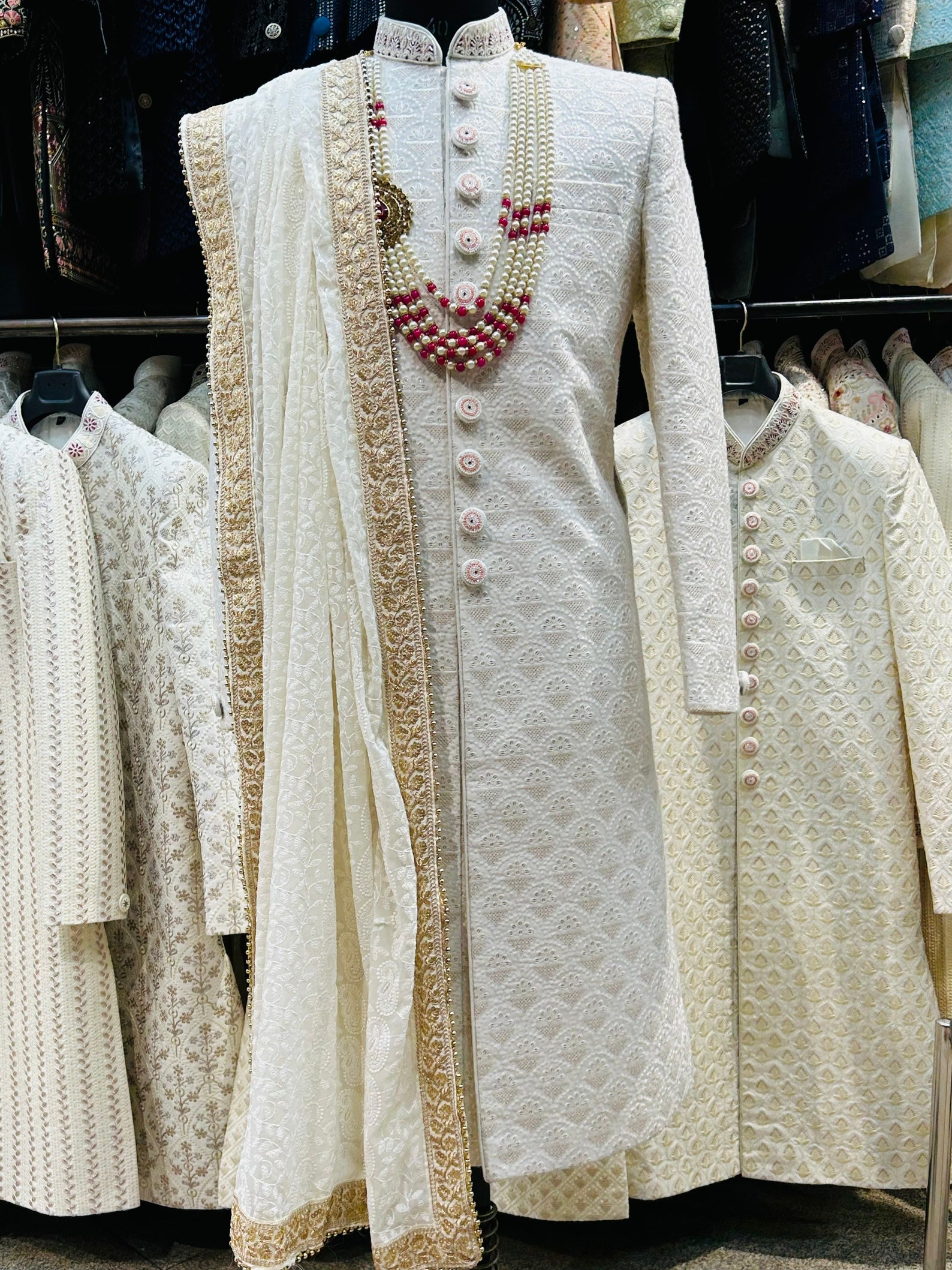 Cream Coloured Silk Wedding Sherwani Pyjama Shoes Groom - Etsy