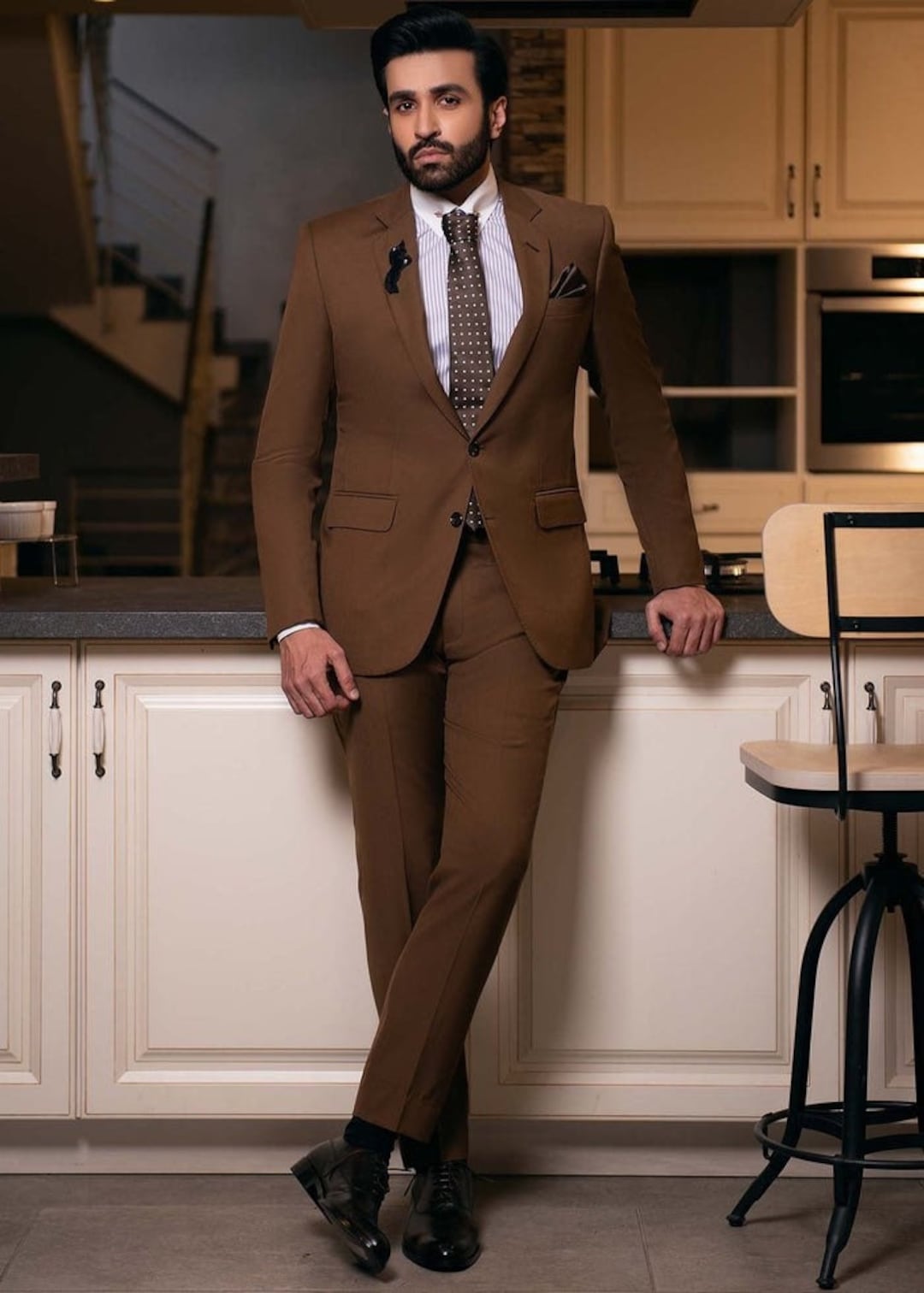 Brown Two Piece Suit for Men Casual Suit for Men Grooms Men Suit Prom ...