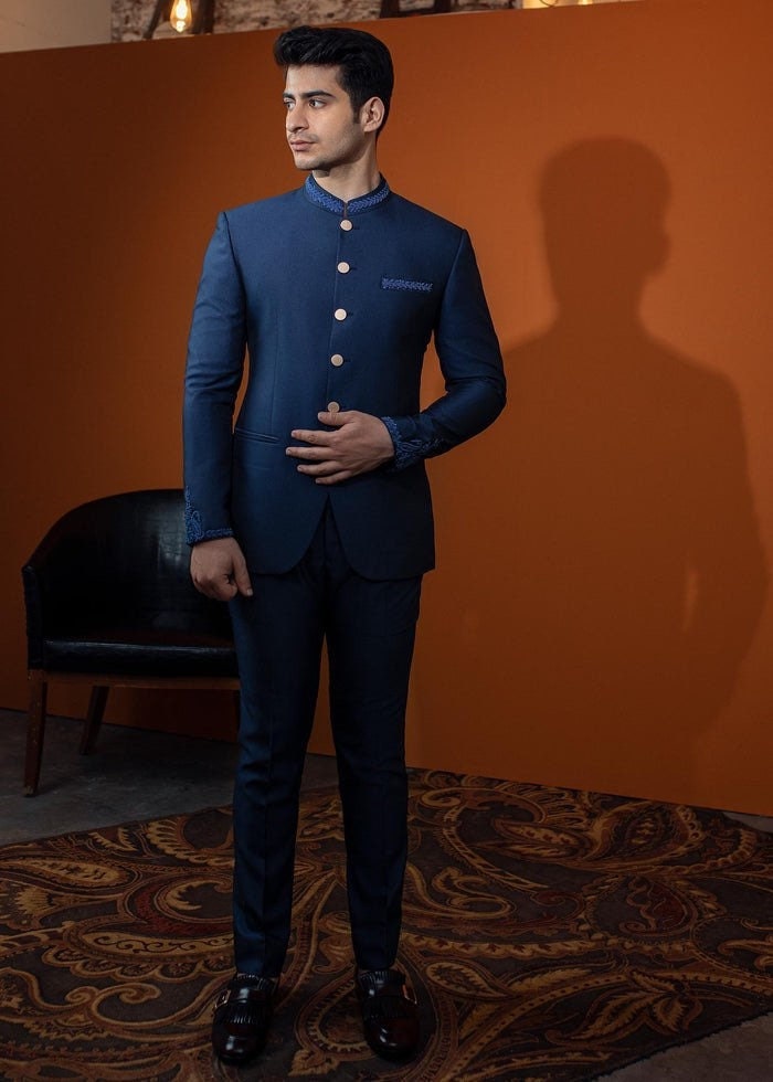 Prince Suit | Blue Embroidery Men Jodhpuri Suit for Him | Bandgala Suit ...