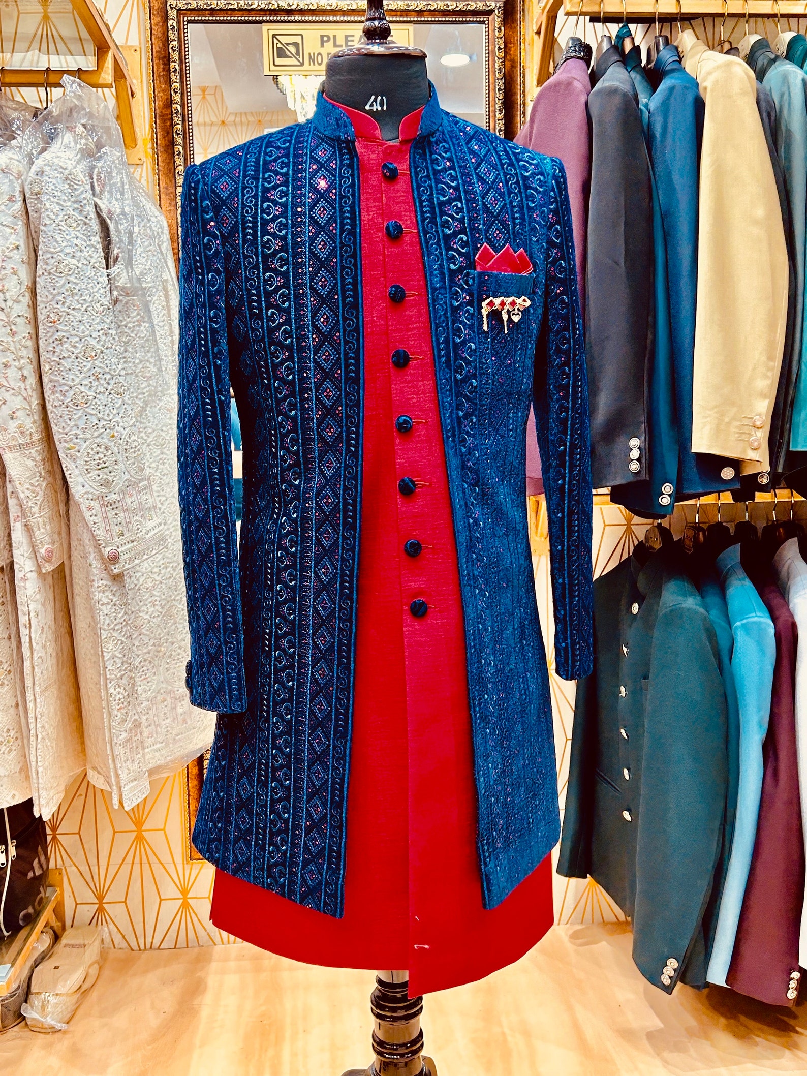 Shrug Style Indowestern Suit With Labada and Pants for Wedding ...