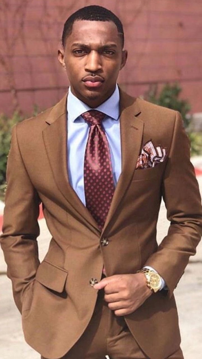 Brown Two Piece Suit Vest for Men Wedding Suit Jacket for Men Groom ...