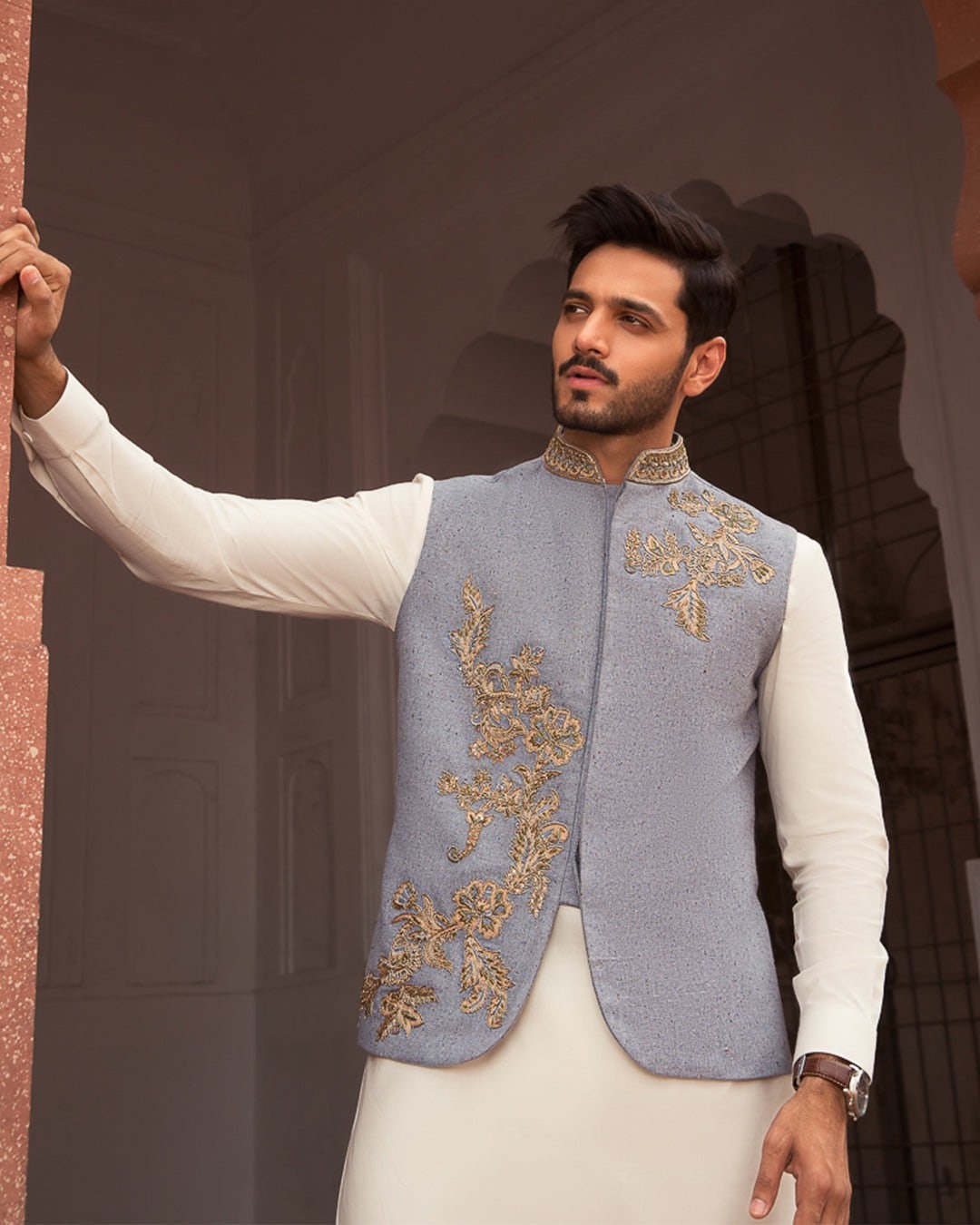 Men Kurta With Embroidered Vest Coat and Pants Ethnic Kurta Set Kurta ...