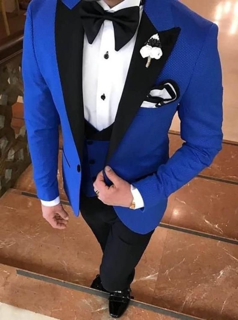 Royal Blue Three Piece Suit for Men Wedding Suit for Men Groom Tuxedo ...